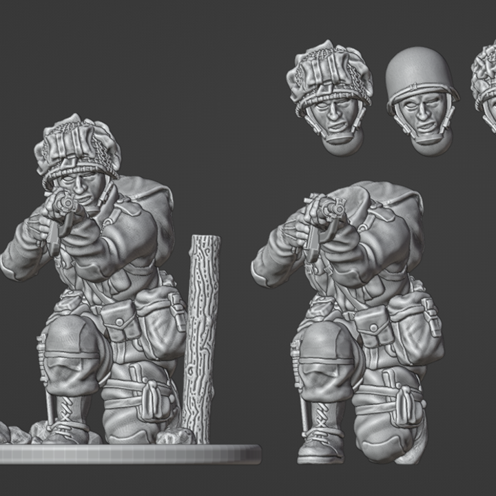 3D Printable WW2 28mm US Paratrooper firing M1 carbine (MODUL-HEAD) by ...