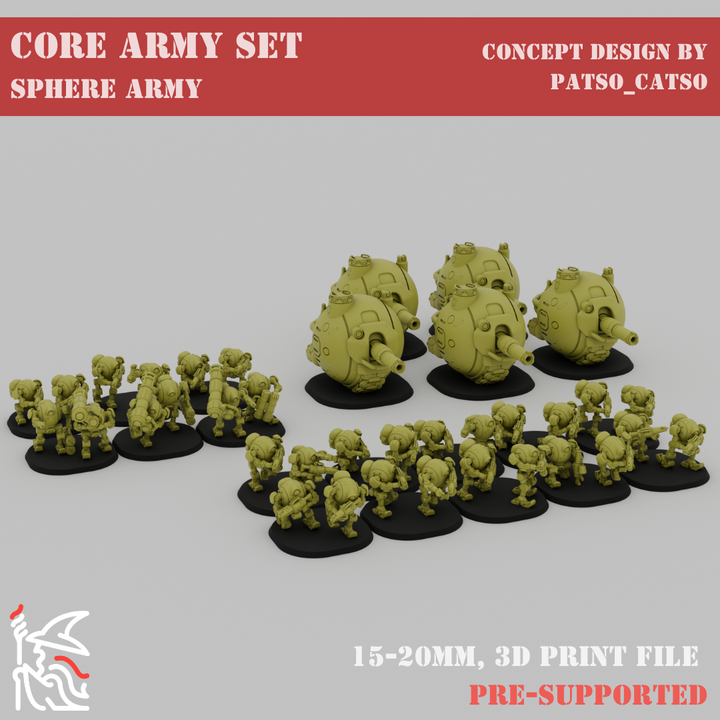 3D Printable [Sphere Army] Core Army Set by Filamentio