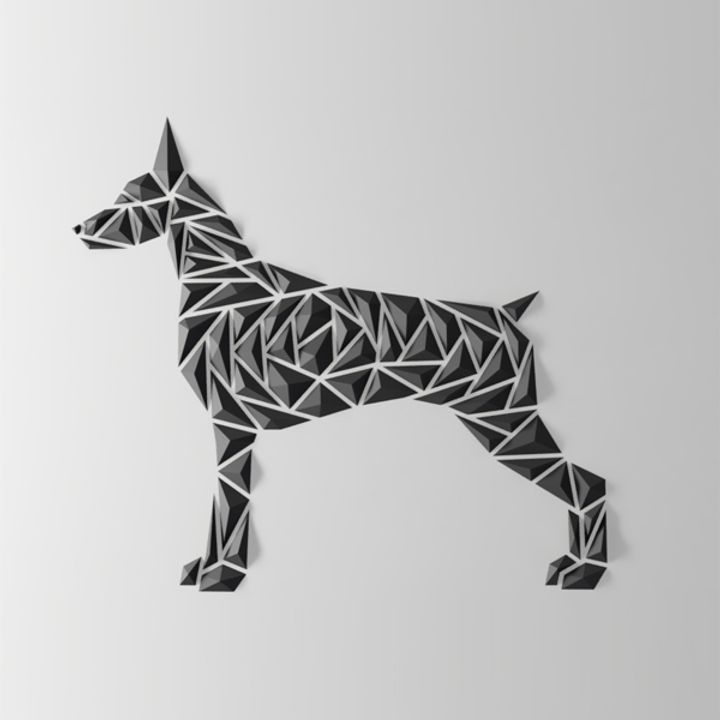 3D Printable Geometric dog wall art - “Dobermann style” by dgemily