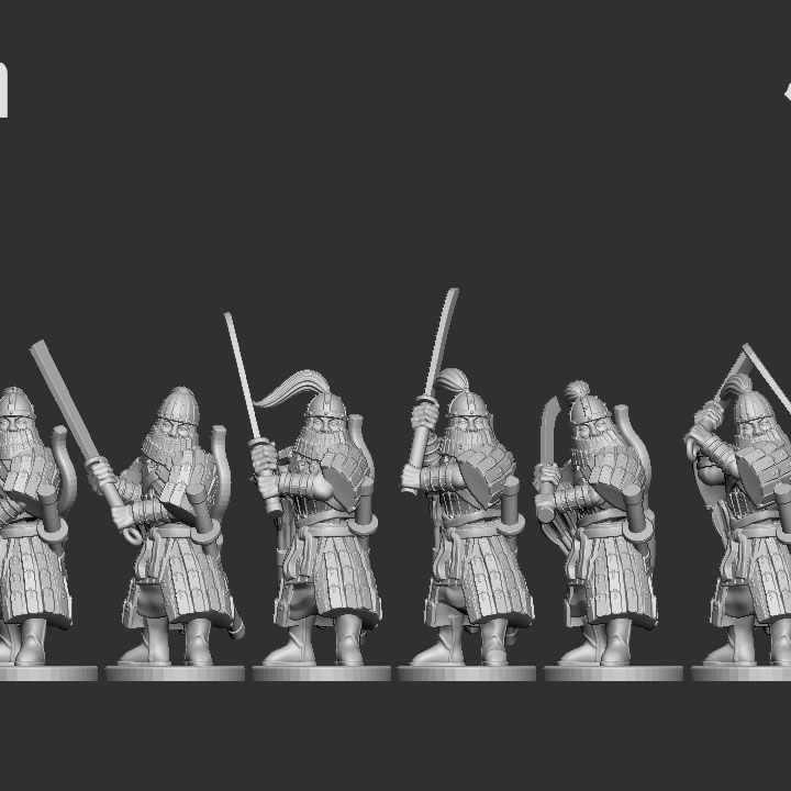 3D Printable 28mm Jurchen-Jin Sword Heavy Armoured Foot by Ten Kingdoms ...