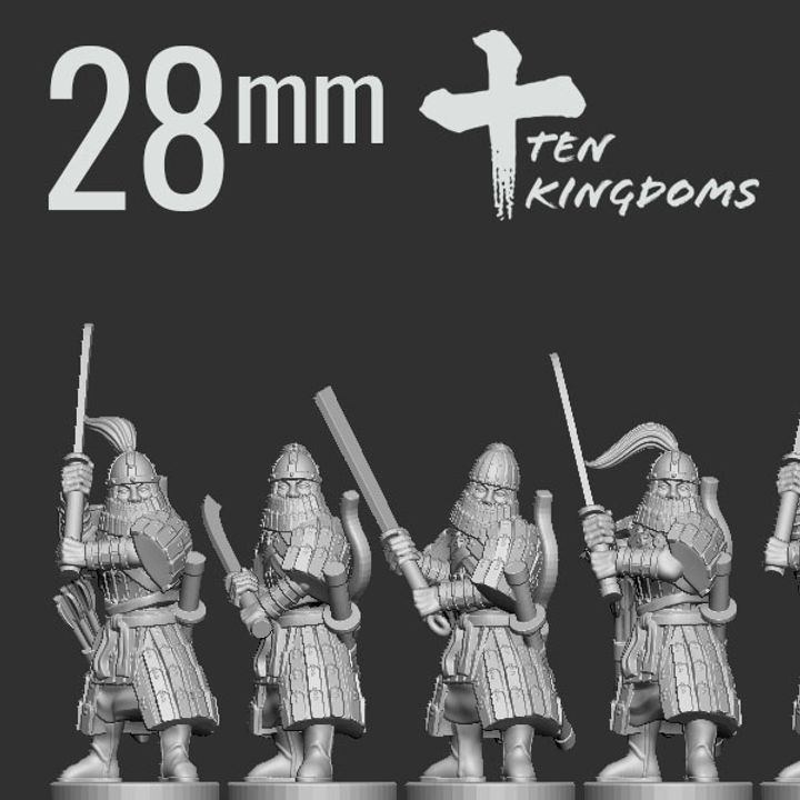 3D Printable 28mm Jurchen-Jin Sword Heavy Armoured Foot by Ten Kingdoms ...
