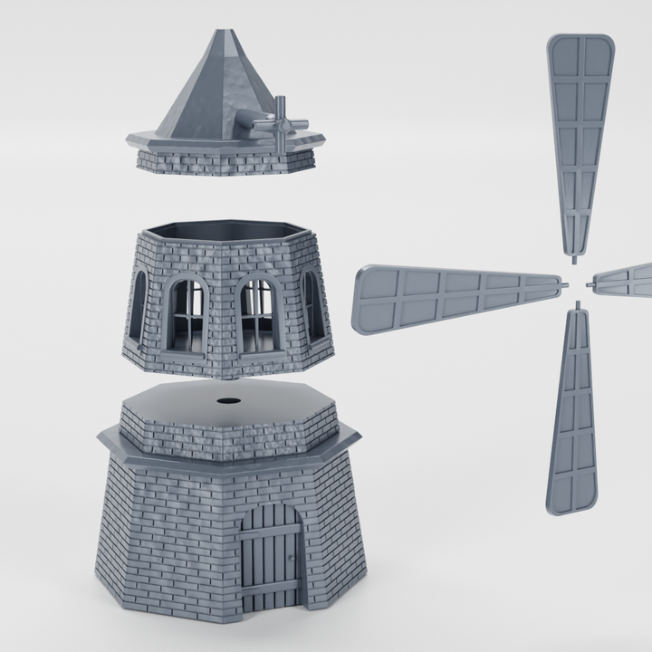 3D Printable BOLT ACTION - Bridges, Fountains, Towers, Windmill (scale 1:56) by Wargame3d