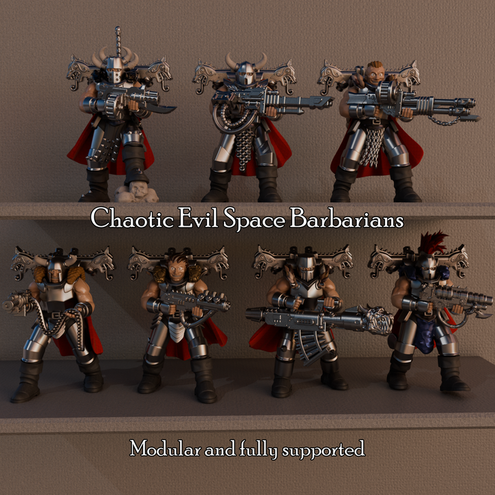 3D Printable Chaotic Evil Space Babarians by tinnut