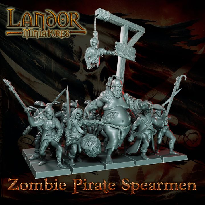 3D Printable Zombie Pirates Spearmen by Landor Miniatures