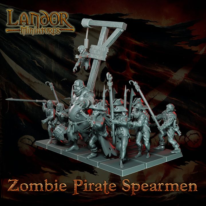 3D Printable Zombie Pirates Spearmen by Landor Miniatures