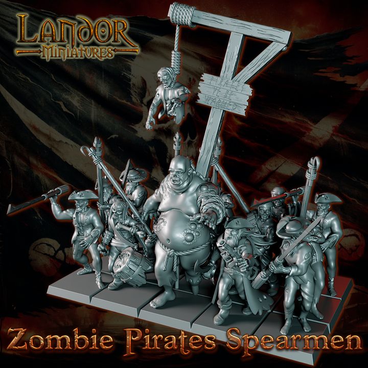 3D Printable Zombie Pirates Spearmen by Landor Miniatures