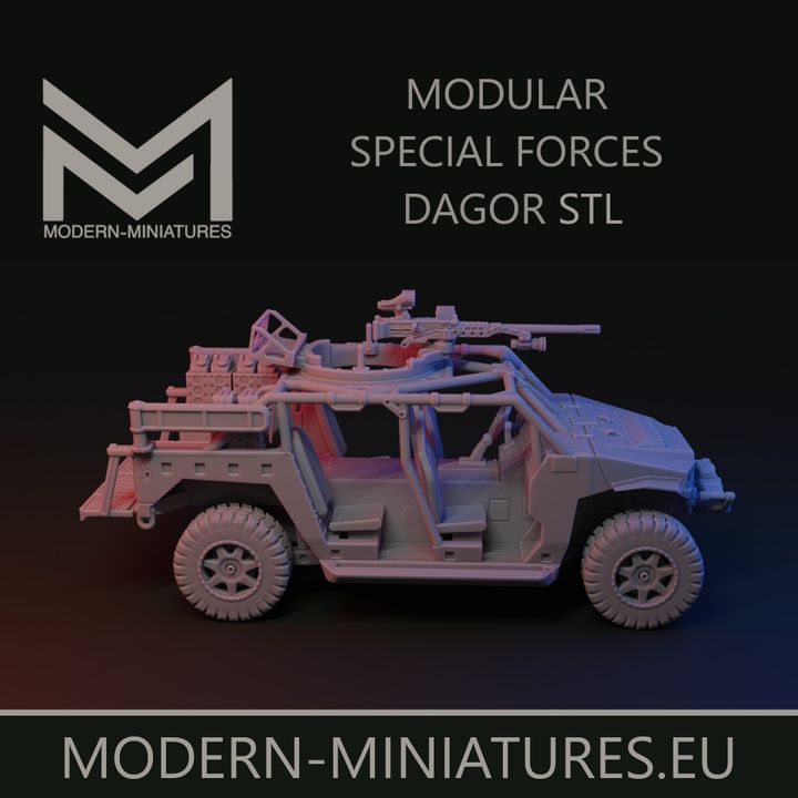 3D Printable 28mm DAGOR special forces vehicle by Modern-Miniatures.eu