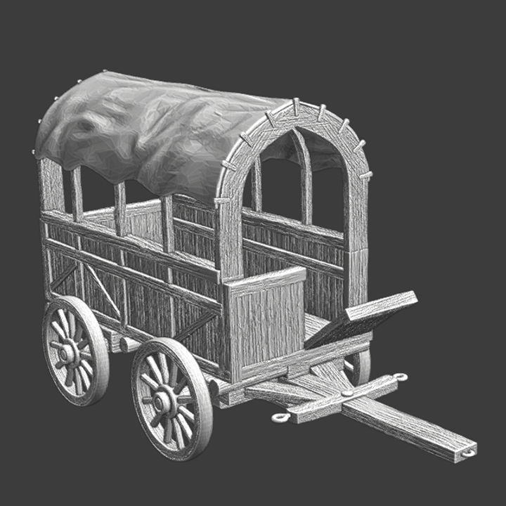3D Printable Medieval half-open wagon for wargaming by Northern ...
