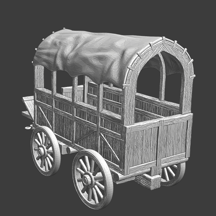 3D Printable Medieval half-open wagon for wargaming by Northern ...