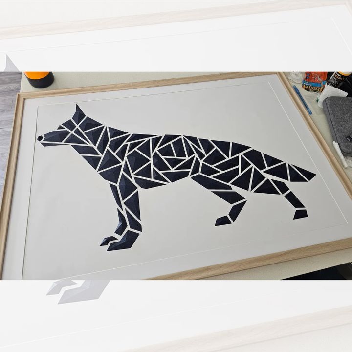3D Printable Geometric dog wall art - “German shepherd style” by dgemily