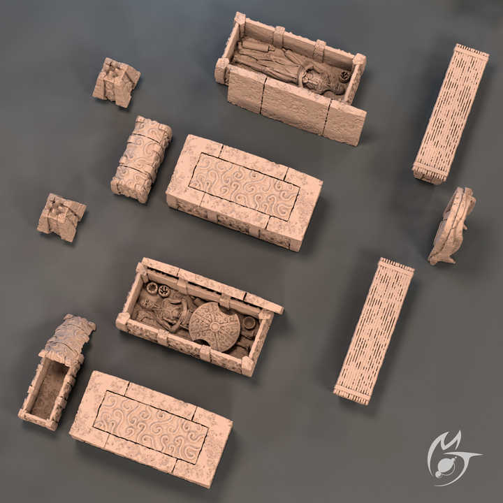 3D Printable Draugar Ruins - Tomb Object and Props by Making Tlon