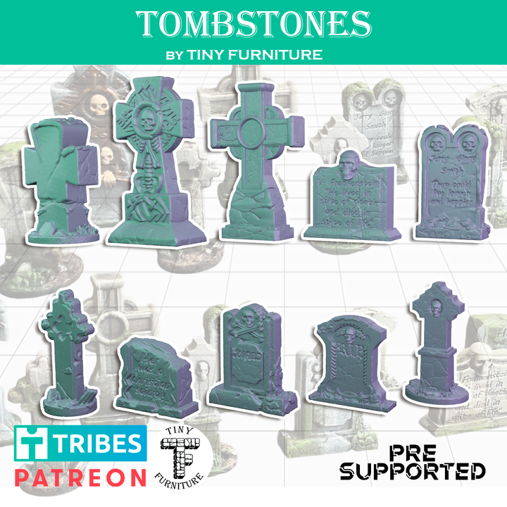 3D Printable Tombstones by Tiny Furniture