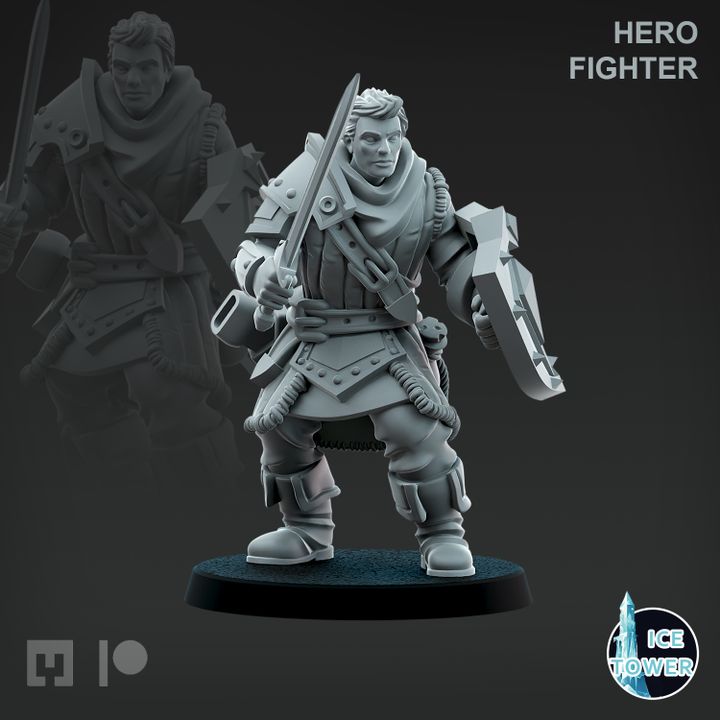 3D Printable Hero - Fighter by Ice Tower