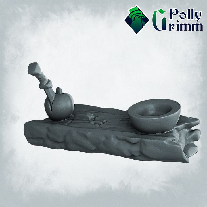 3D Printable Fantasy terrain. Adventurers' camp set. Log with apple ...