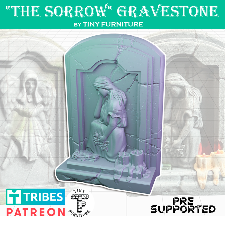 3D Printable "The Sorrow" Gravestone by Tiny Furniture