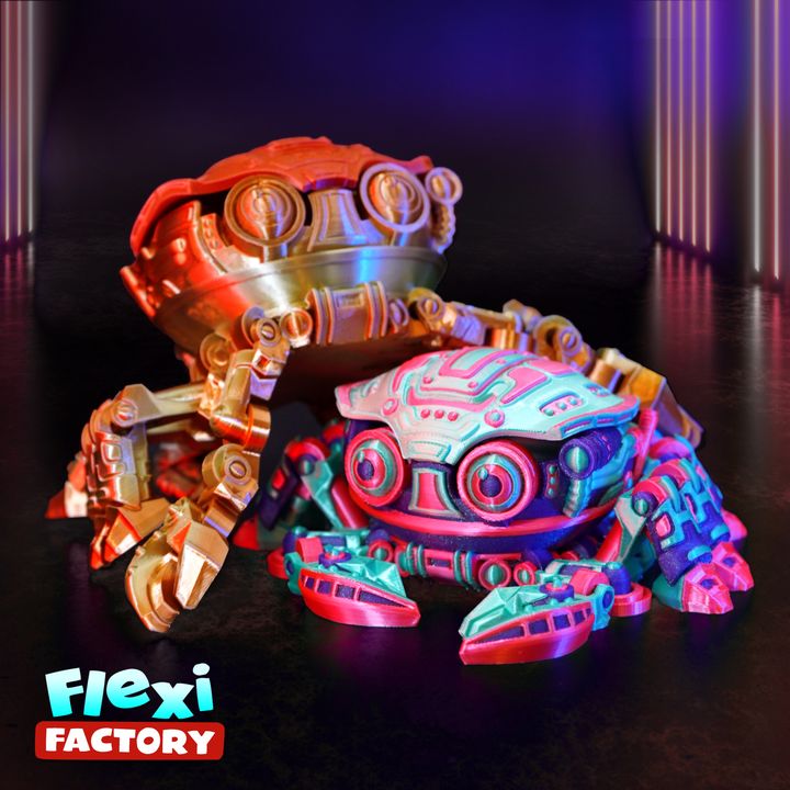 3D Printable Flexi Factory Cyber Crab (box) 3mf included! by Flexi Factory