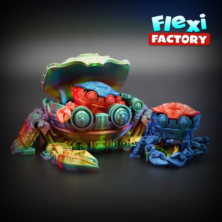 3D Printable Flexi Factory Cyber Crab (box) 3mf included! by Flexi Factory