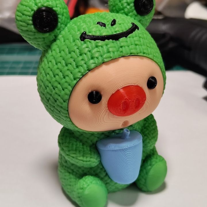 3D Print of Piggy Frog Costume / Cute Knitted Beast Model / Collectible ...