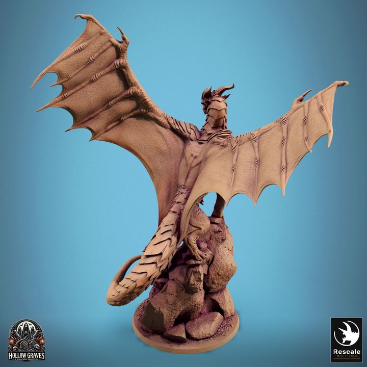 3D Printable Legendary Metallic Copper Dragon Stand by Rescale Miniatures