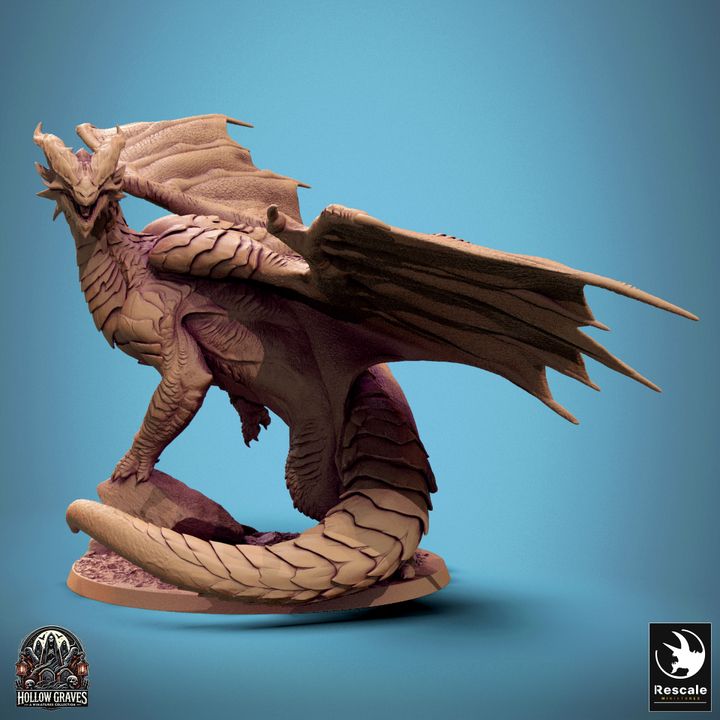 3D Printable Pack Legendary Metallic Copper Dragon by Rescale Miniatures