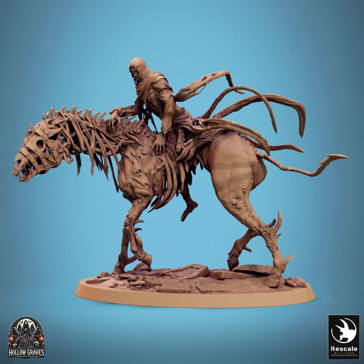 3D Printable Wraithbound Cavalier Stand by Rescale Miniatures