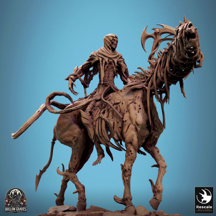 3D Printable Wraithbound Cavalier Walk by Rescale Miniatures