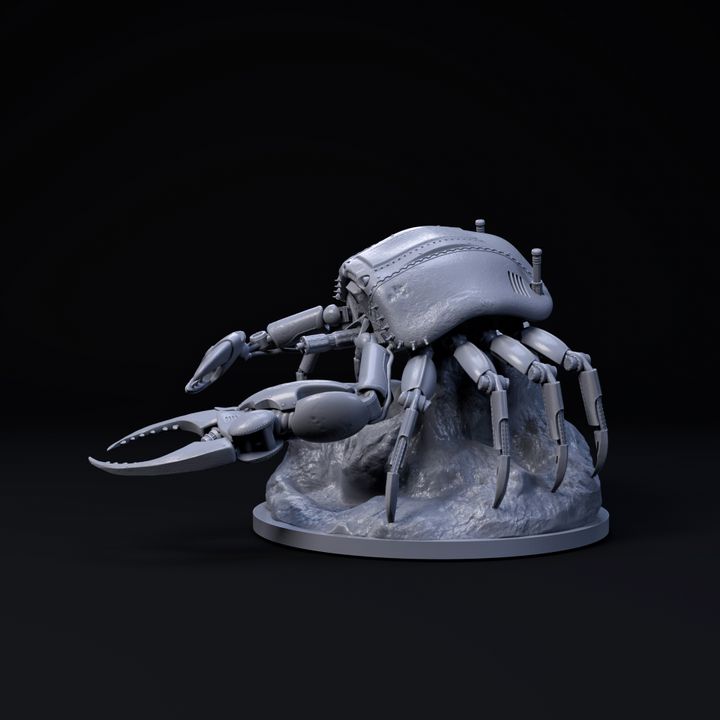 3D Printable Crab mecha robot 32mm scale pre-supported by Dino and Dog