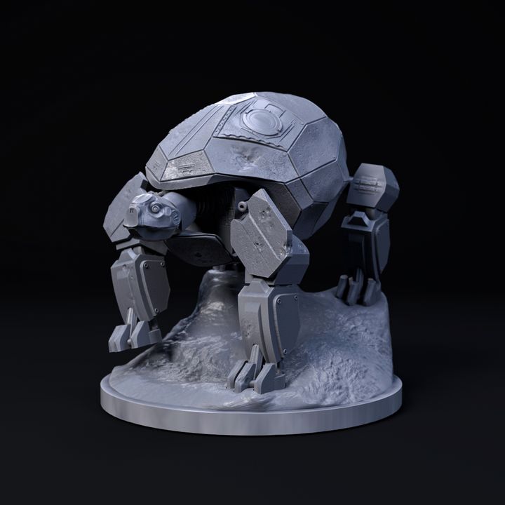 3D Printable Turtle mecha robot 32mm scale pre-supported by Dino and Dog