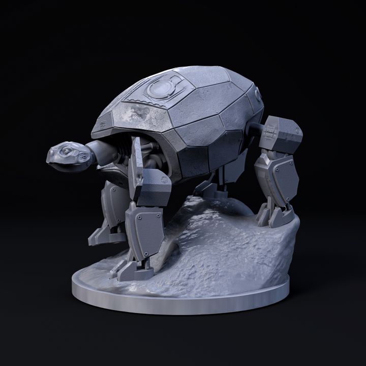 3D Printable Turtle mecha robot 32mm scale pre-supported by Dino and Dog