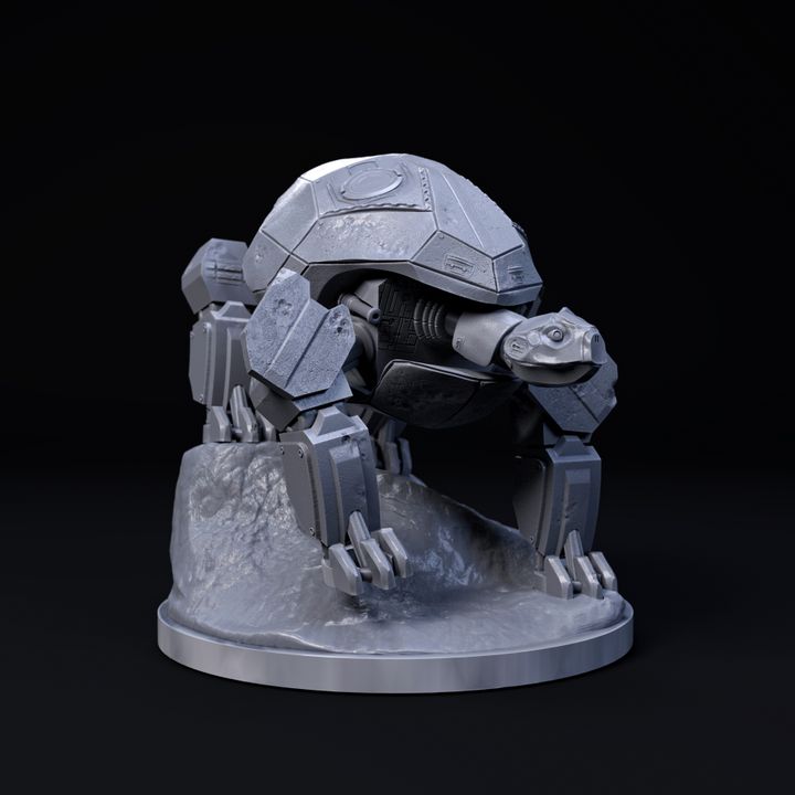 3D Printable Turtle mecha robot 32mm scale pre-supported by Dino and Dog