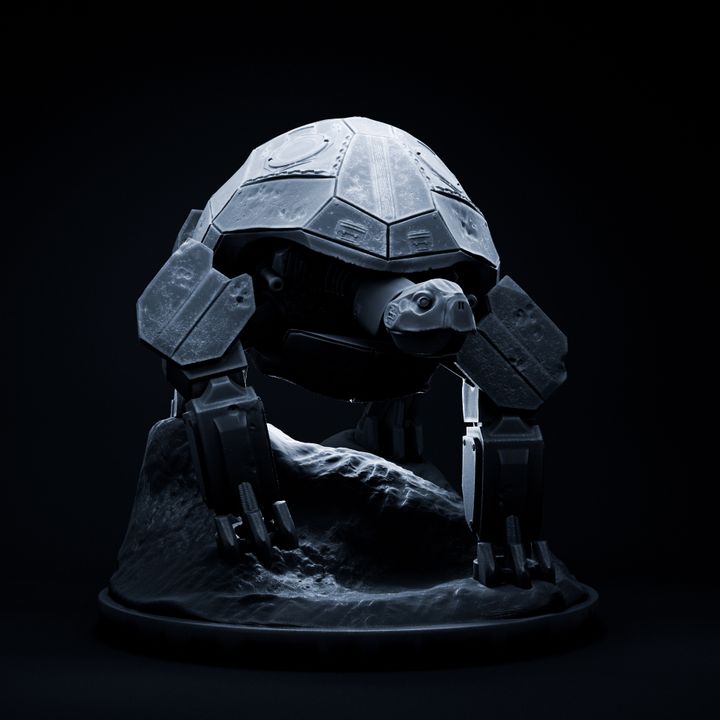 3D Printable Turtle mecha robot 32mm scale pre-supported by Dino and Dog
