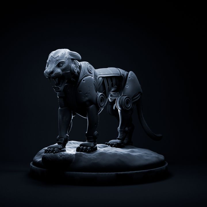 3D Printable Tiger mecha robot 32mm scale pre-supported animal by Dino ...