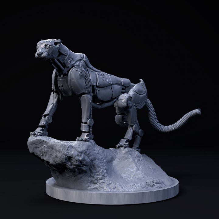 3D Printable Cheetah mecha robot 32mm scale pre-supported animal by ...