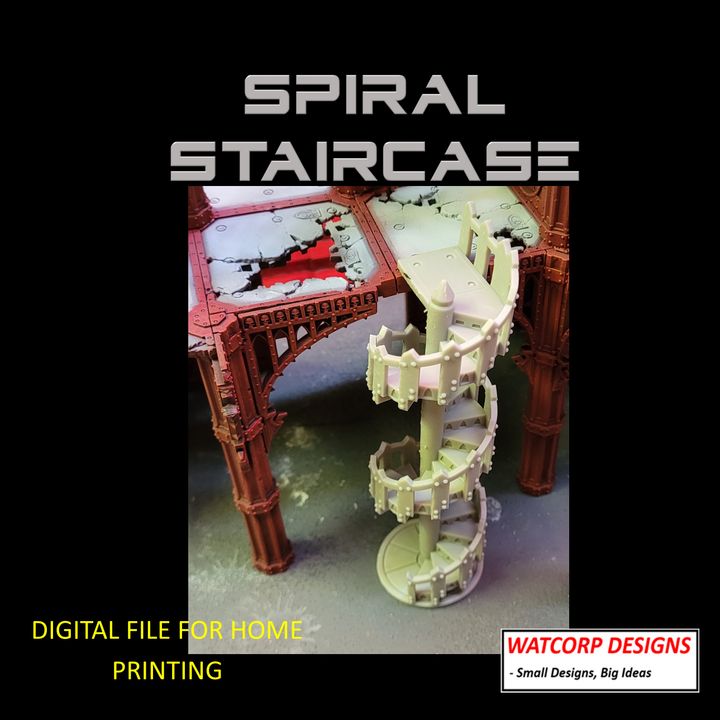 3D Printable wargames Spiral Staircase digital STL by Watcorp Designs