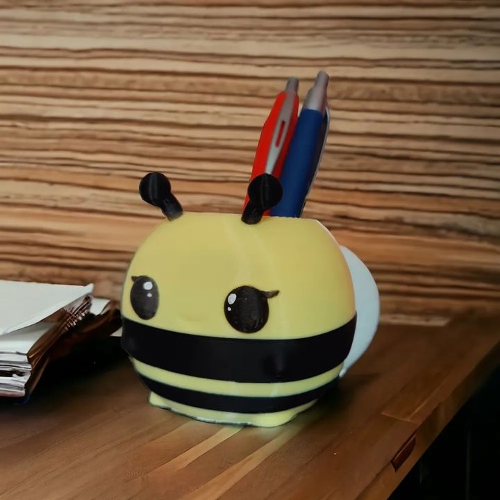 3D Printable Bee Pencil / Pen Holder ( Support Free ) by 3DJPDESIGNS