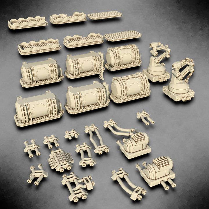 3D Printable Future battlefield fuel station by Terrain4Print