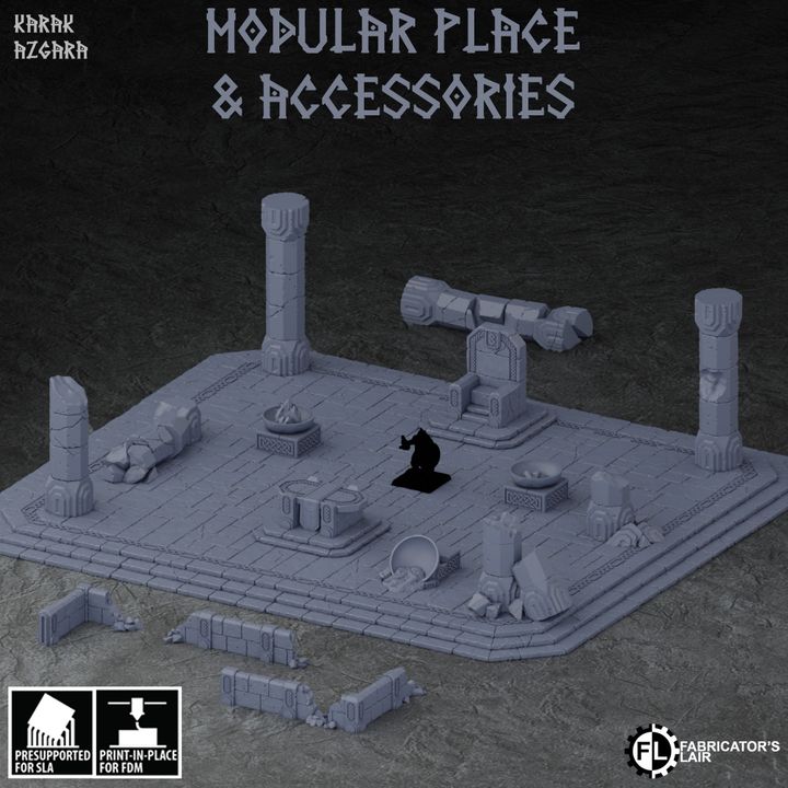 3D Printable Dwarf Place & Accessories (Modular) by Fabricator's Lair