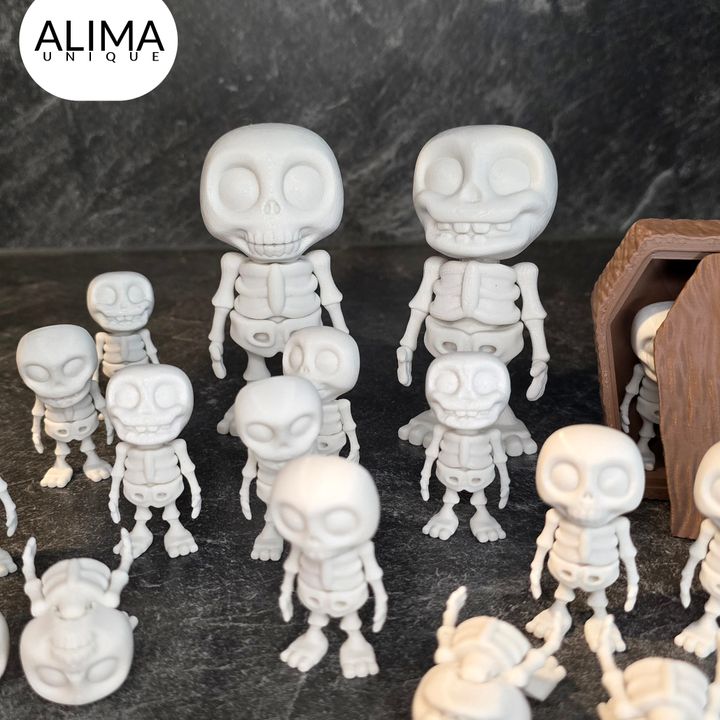3D Printable FLEXI SKELETON BUDDIES + KEYCHAIN by ALIMA UNIQUE DESIGNS