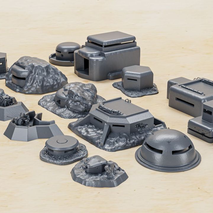 3D Printable BOLT ACTION - 17 Bunkers of WW2 (scale 1:56) by Wargame3d