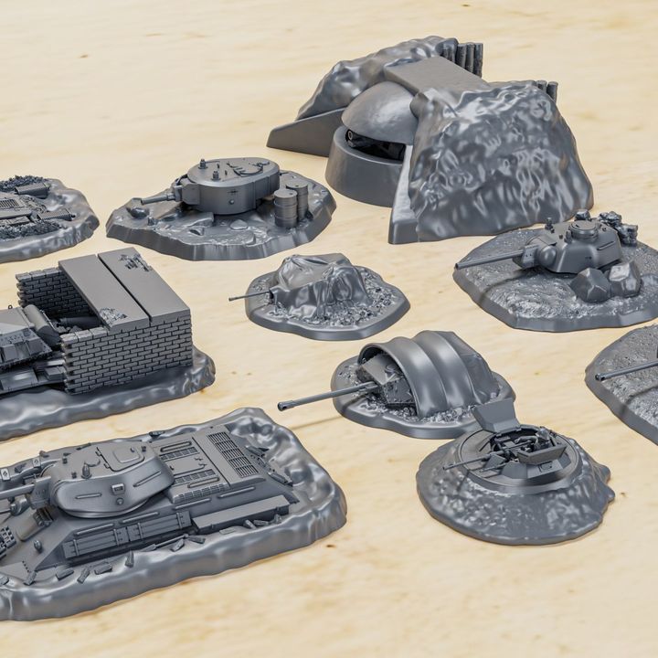 3D Printable BOLT ACTION - Dug-in tanks and turrets of WW2 (scale 1:56 ...