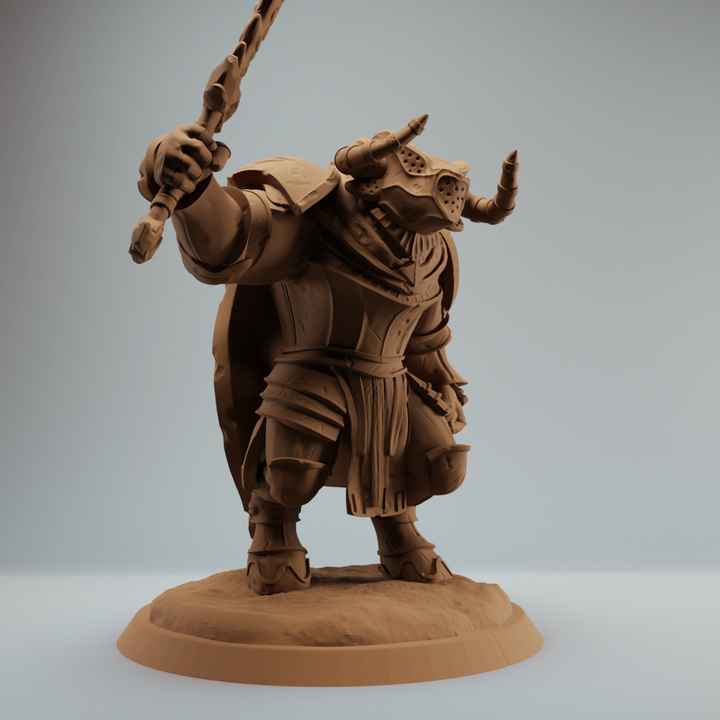 3D Printable Minotaur paladin knight warrior with sword - two ...