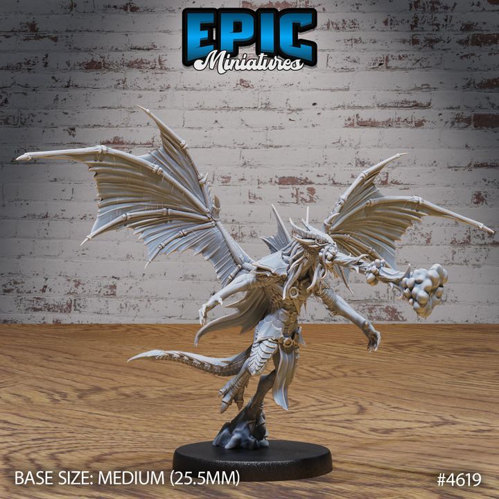 3D Printable Draconic Demon Gold / Winged Fire Lord / Beast Dragonborn ...
