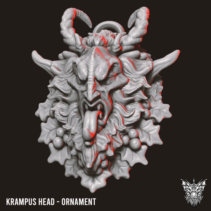 3D Printable Krampus Head - Ornament by Maelstrom Makers