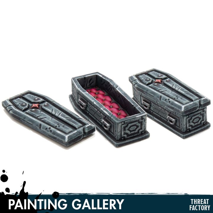 3D Printable Vampire Lady & human form & coffin by Threat Factory