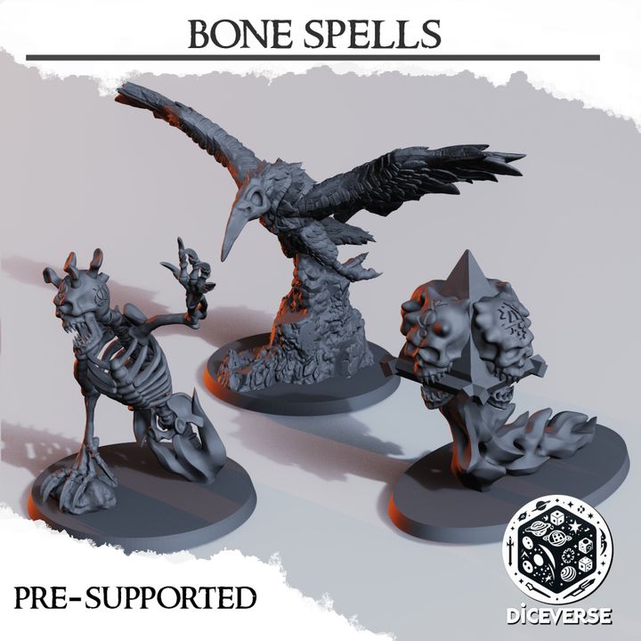 3D Printable Bone Spells Pack by Diceverse