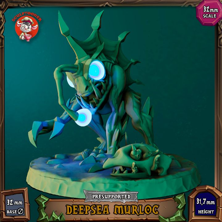 3D Printable Deepsea Murloc - 32mm scale pre-supported miniature by ...