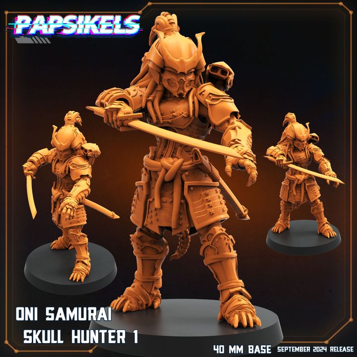 3D Printable ONI SAMURAI SKULL HUNTER by PAPSIKELS MINIATURES