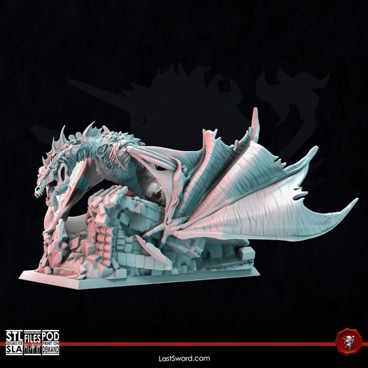 3D Printable Zombie Dragon by LastSword Miniatures