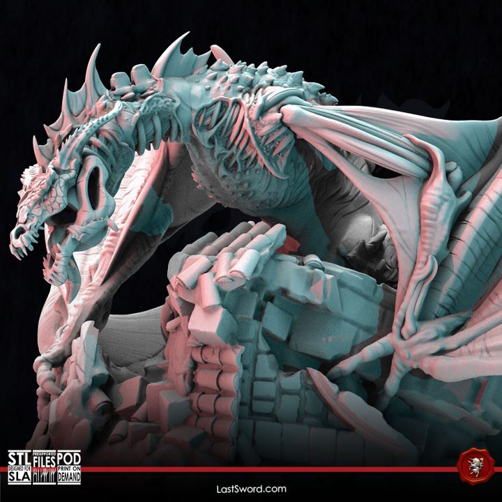 3D Printable Zombie Dragon by LastSword Miniatures