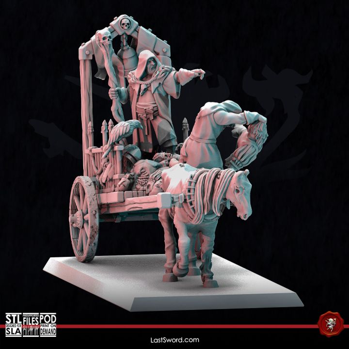 3D Printable Corpse Cart by LastSword Miniatures